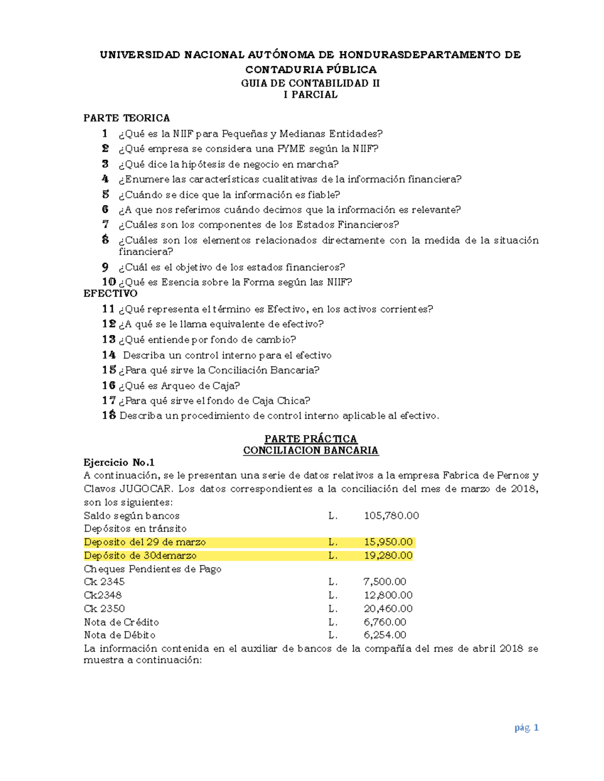 GUIA Primer Parcial Contabilidad II - UNIVERSIDAD NACIONAL AUT”NOMA DE HONDURASDEPARTAMENTO DE ...