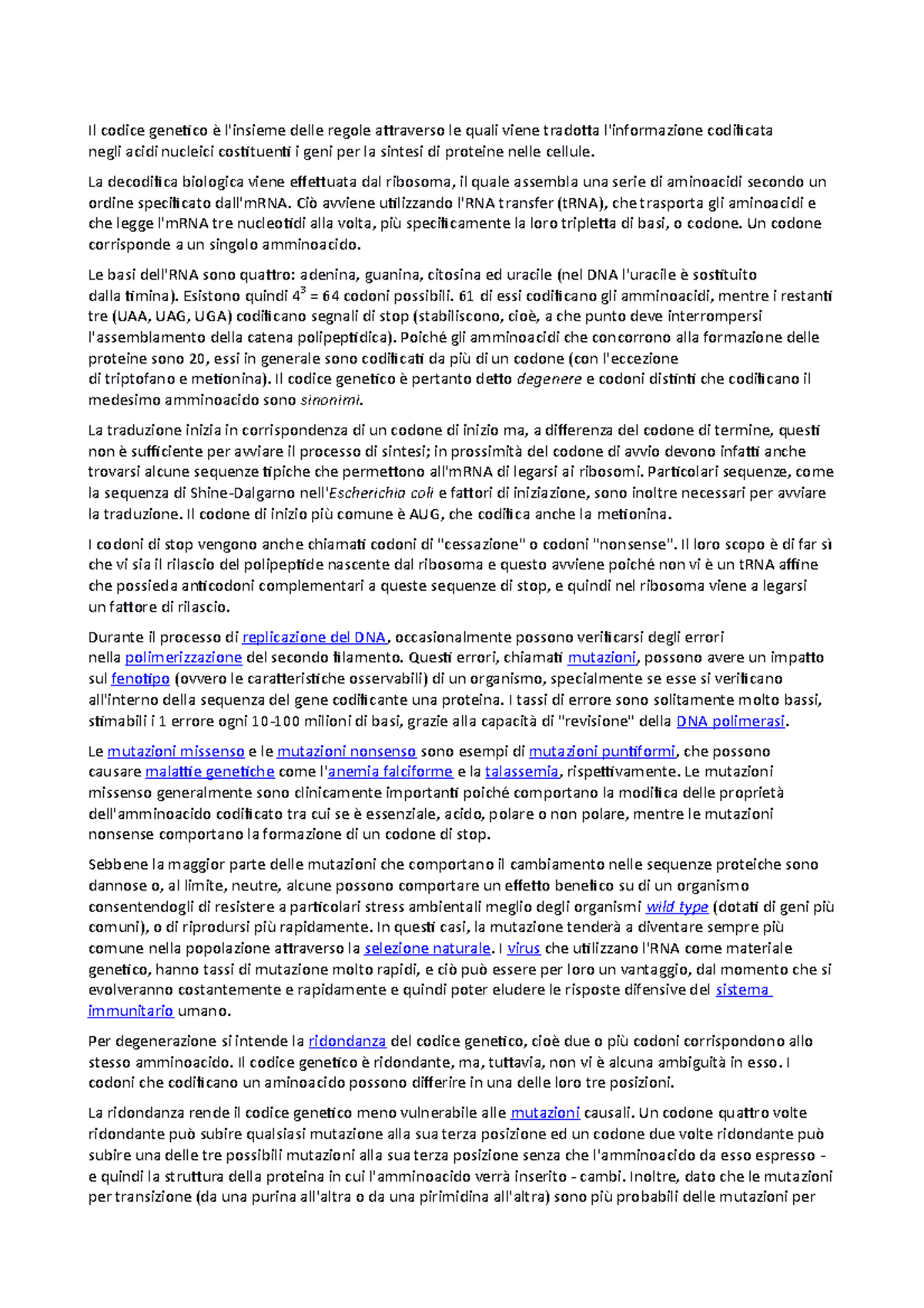 Codice genetico - Il codice genetico è l'insieme delle regole ...