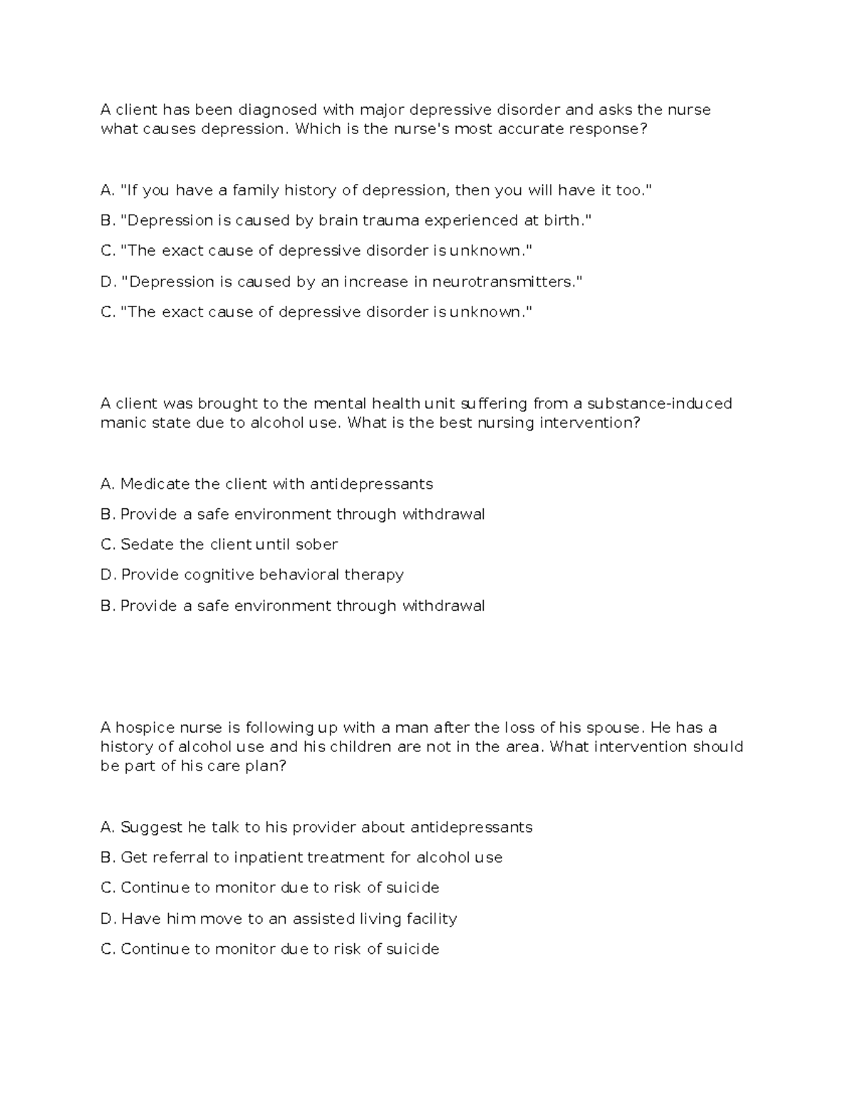 Nursing Care of a Patient with Alterations of Mood, Affect, and ...