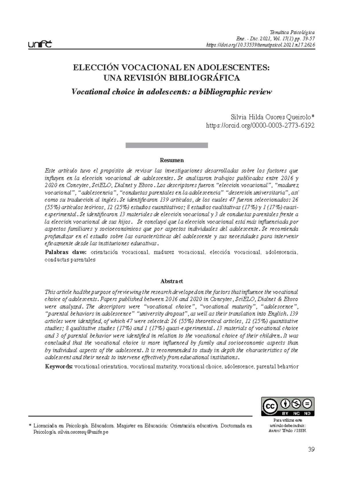 Eleccion vocacional en adolescentes una revision b - Temát. psicol. 17 ...