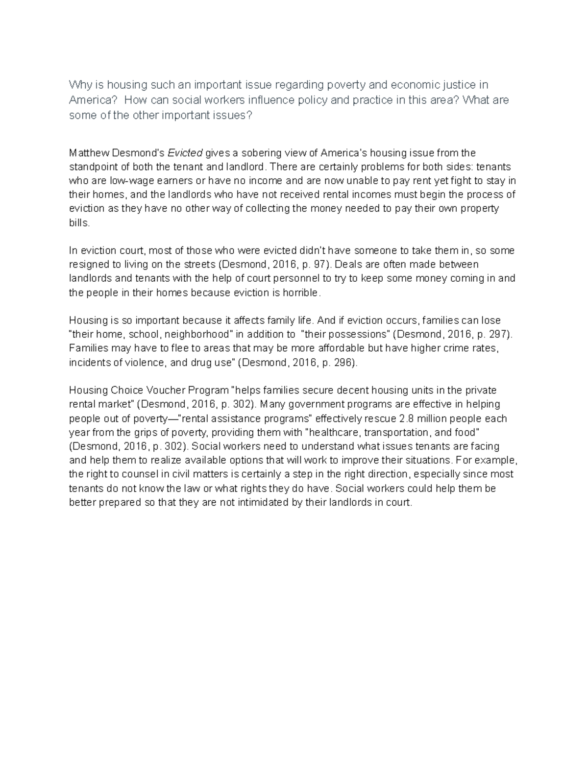 Housing - Assignment - Why is housing such an important issue regarding ...