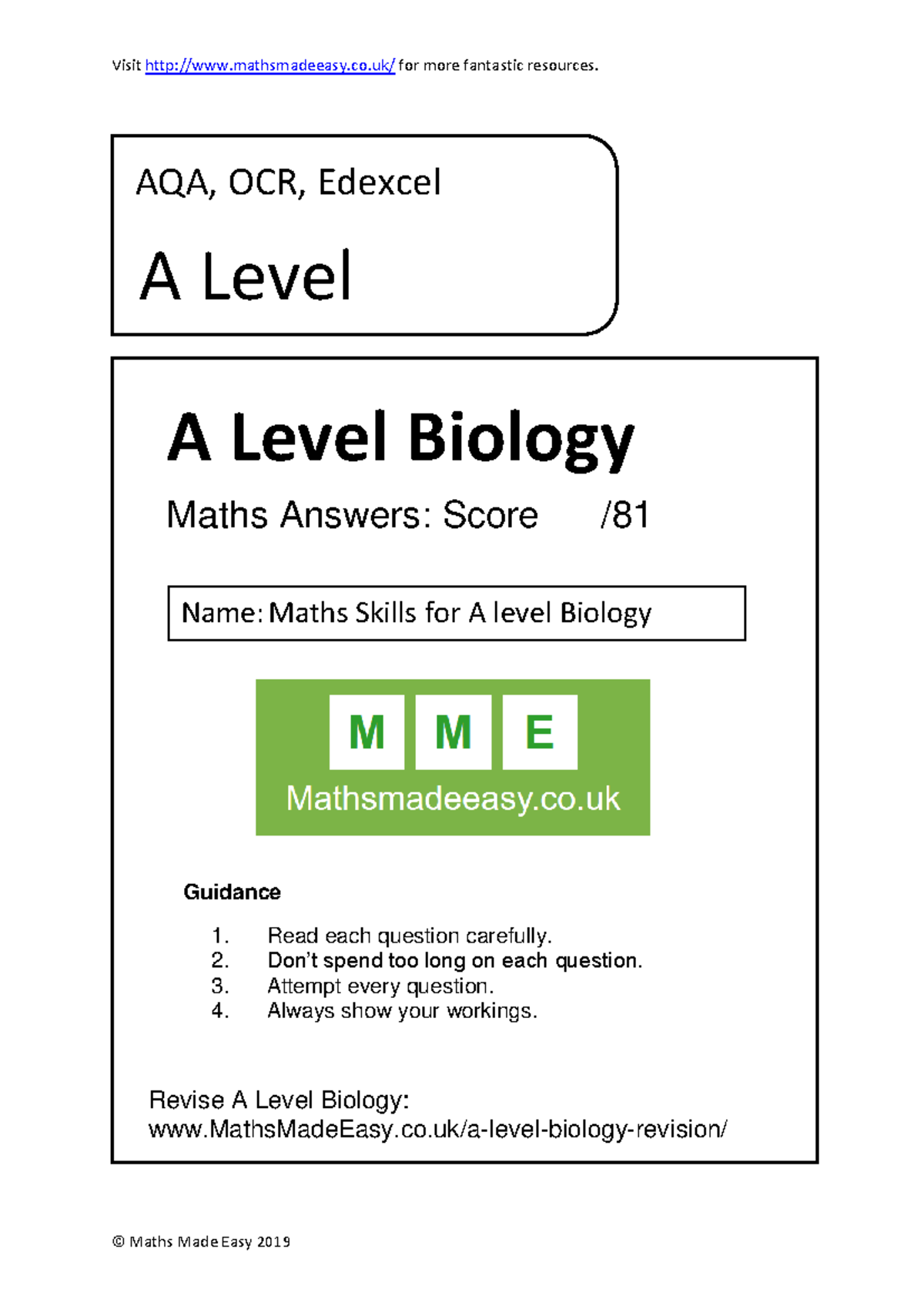 Biology - Revise A Level Biology: MathsMadeEasy.co/a-level-biology ...