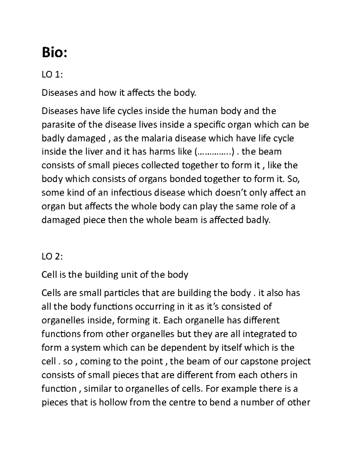 Bio connection - Bio: LO 1: Diseases and how it affects the body ...