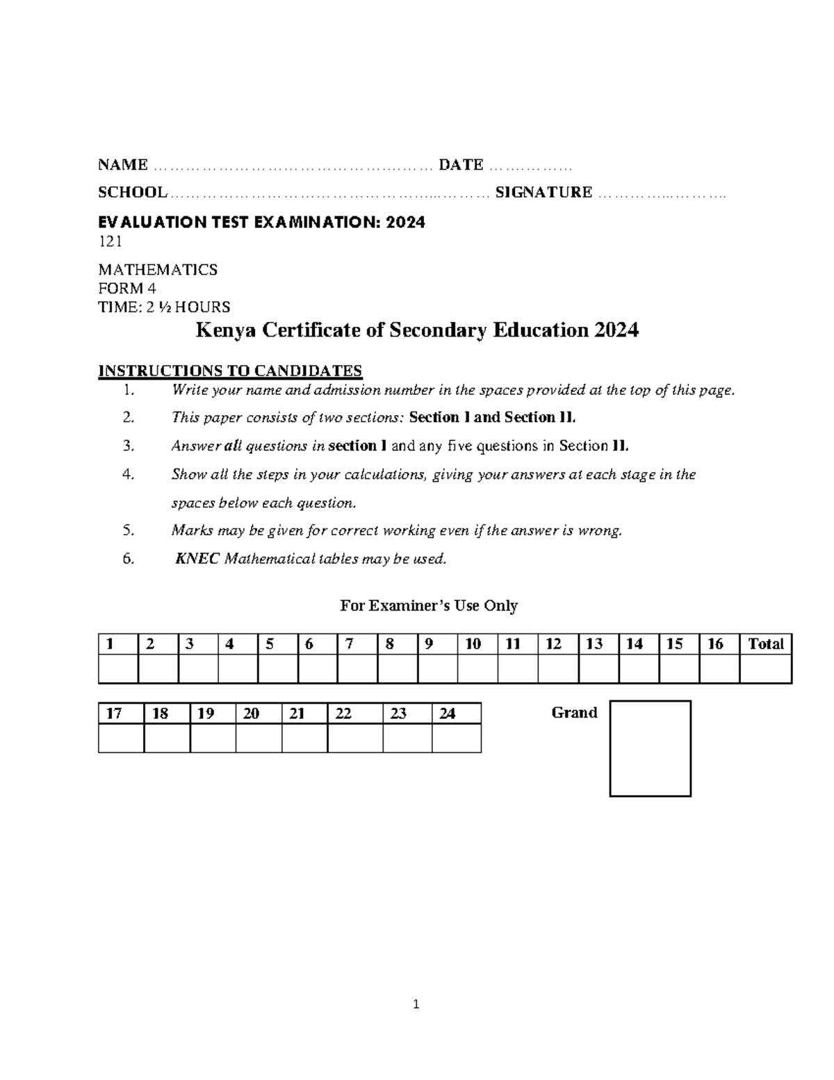 Evaluation EXAM FORM 4 - Sample questions - NAME - Studocu