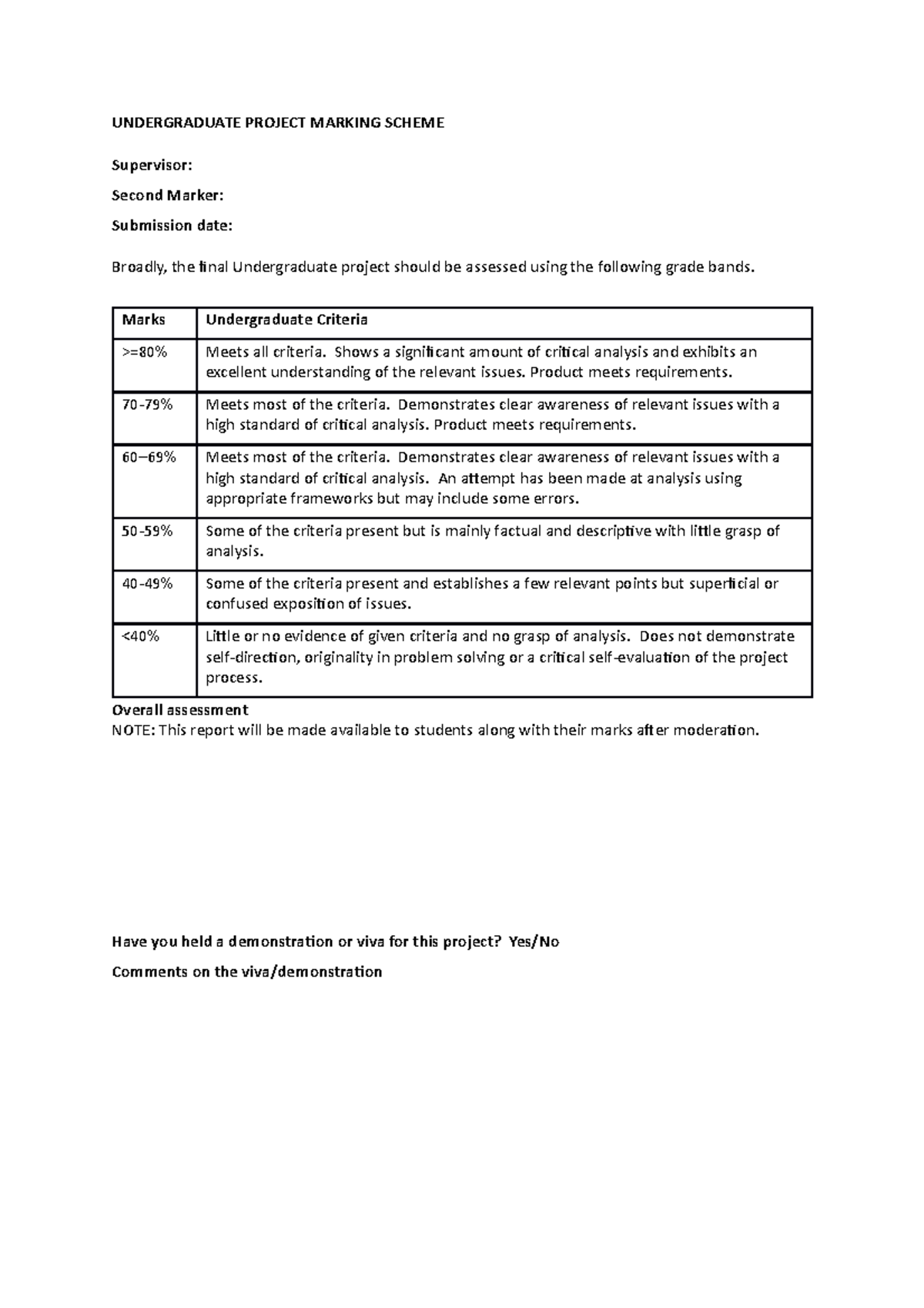COMP1682 UG Project Assessmentsheet - UNDERGRADUATE PROJECT MARKING ...