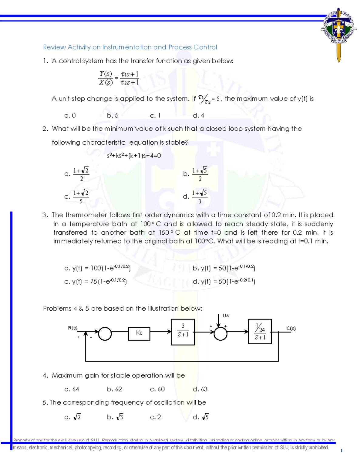 Activity 9 Instrumentation and Process Control - Bachelor of science in ...