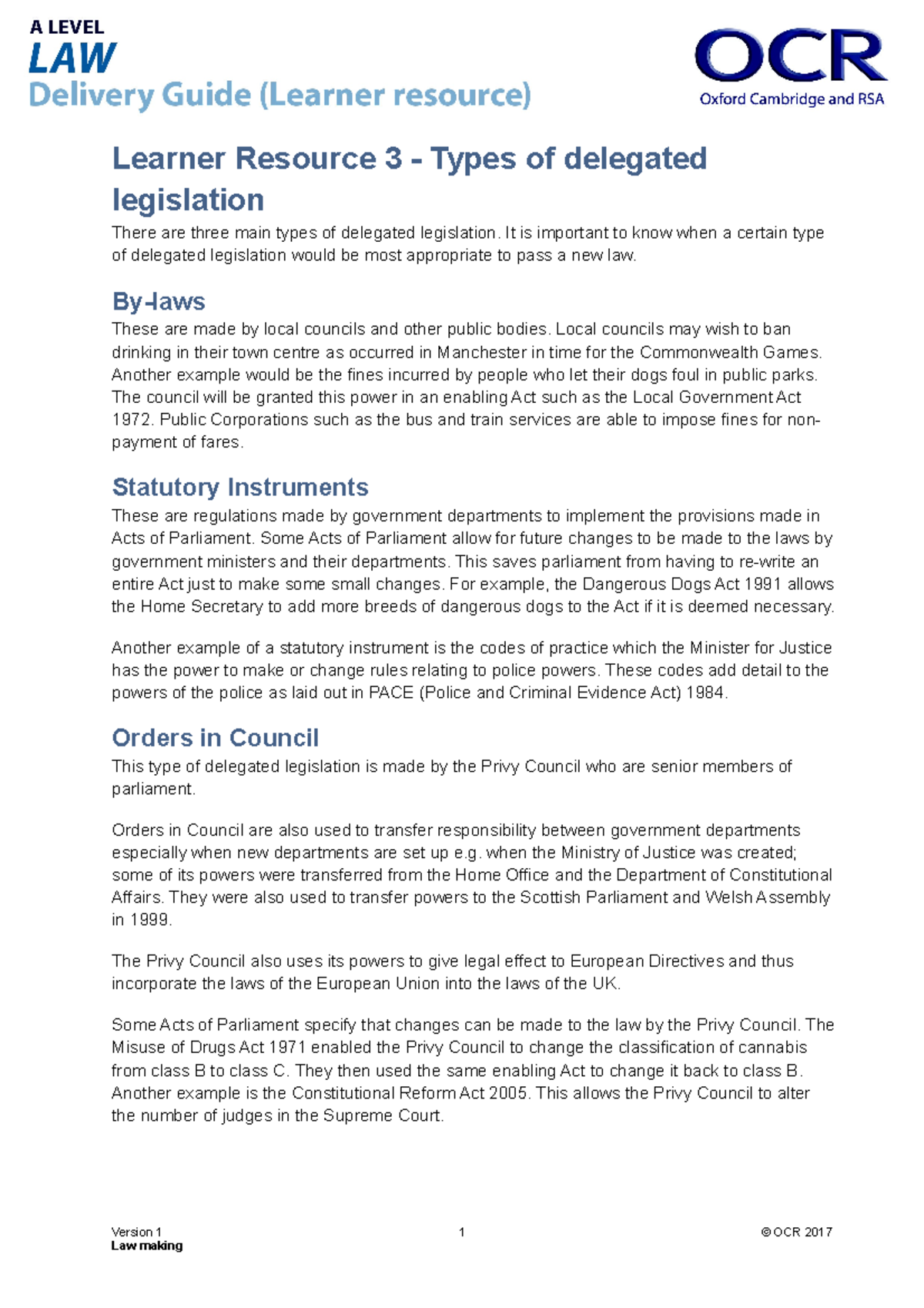 123-390243-a-level-law-dg-lawmaking-lr3-v1 - Learner Resource 3 - Types ...