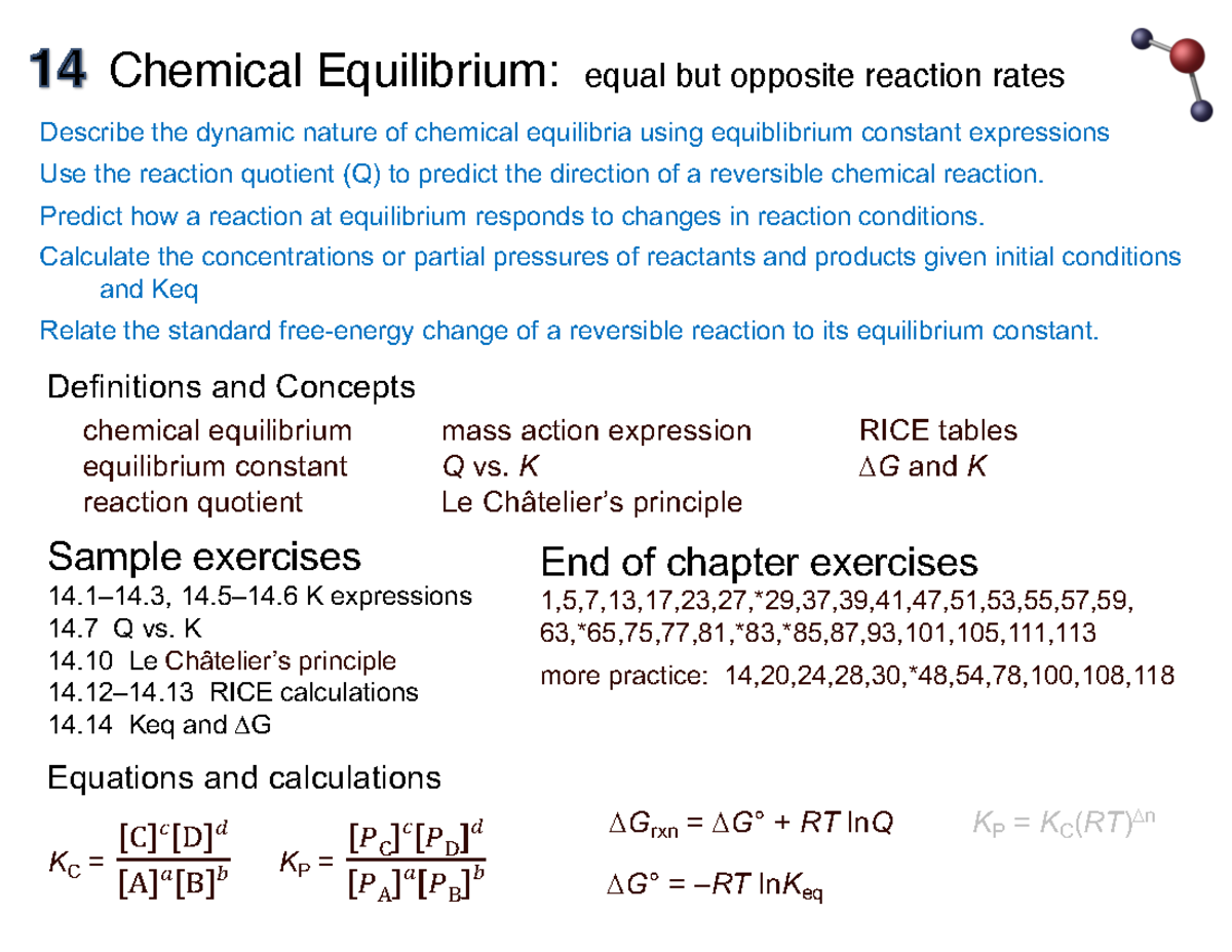 Chapter 14 - Dr. Friedman, Chem 2, chemical equilibrium ...