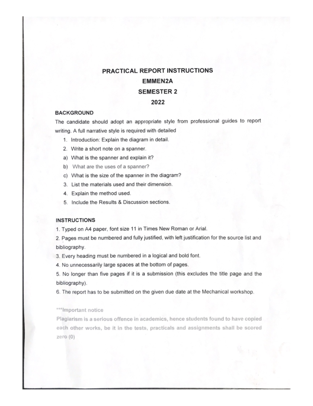 Practical Report Instructions - Studocu