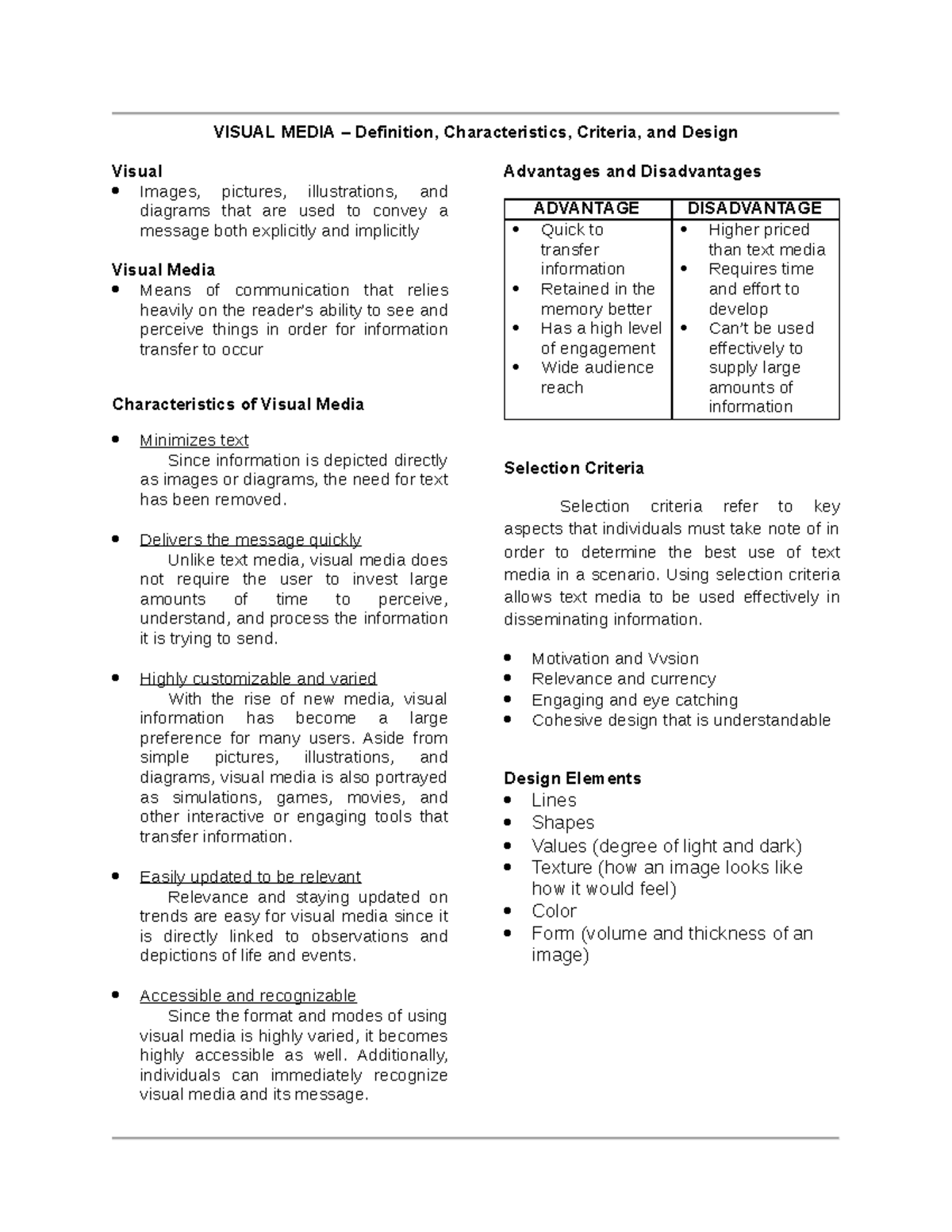 Visual Media - VISUAL MEDIA – Definition, Characteristics, Criteria ...
