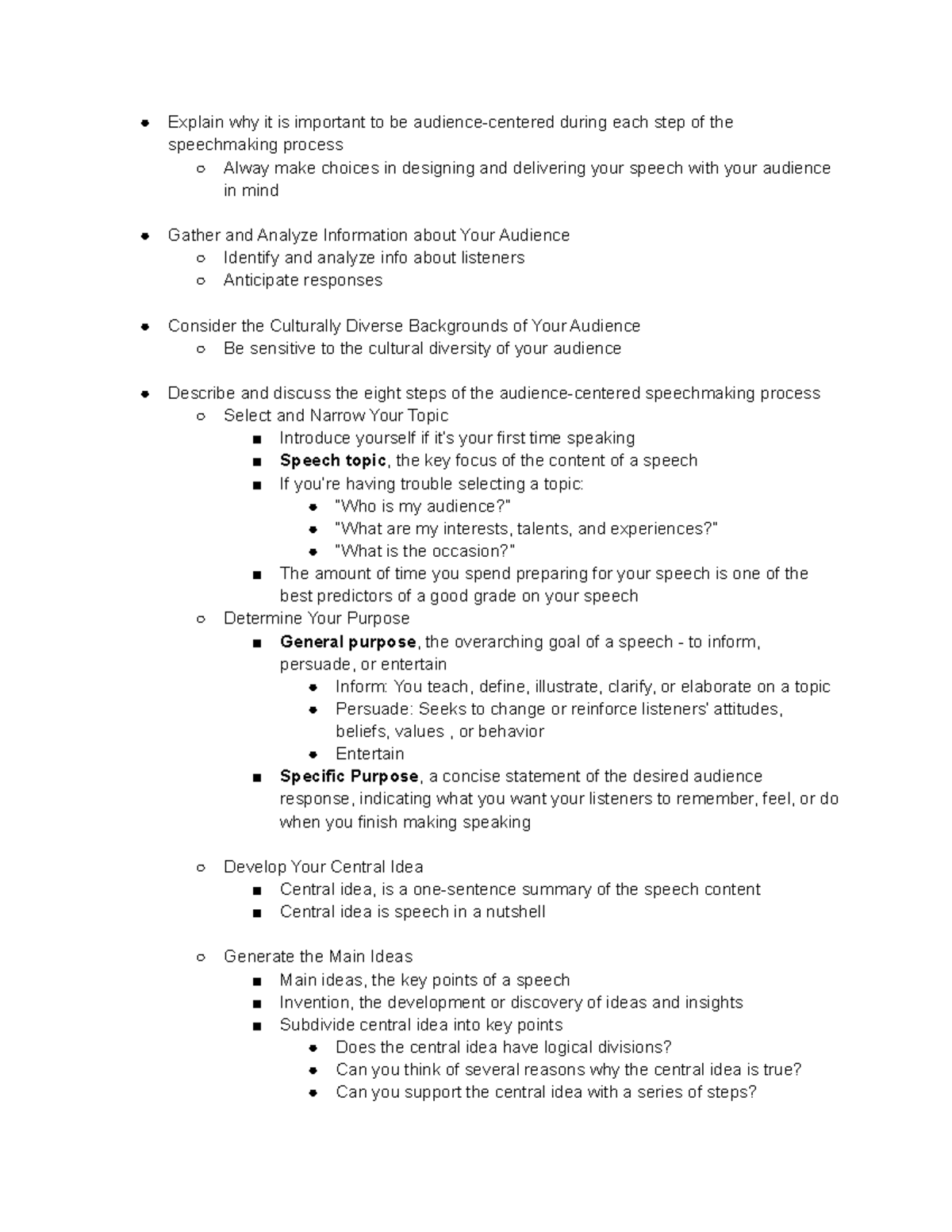 Chp. 2 - Presenting Your First Speech - Explain why it is important to ...
