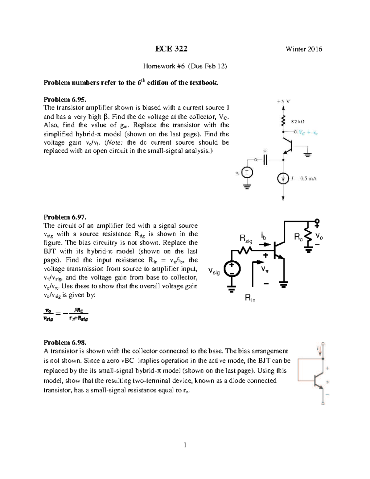 Seminar assignments - 1 ECE 322 Winter 2016 Homework #6 (Due Feb 12 ...