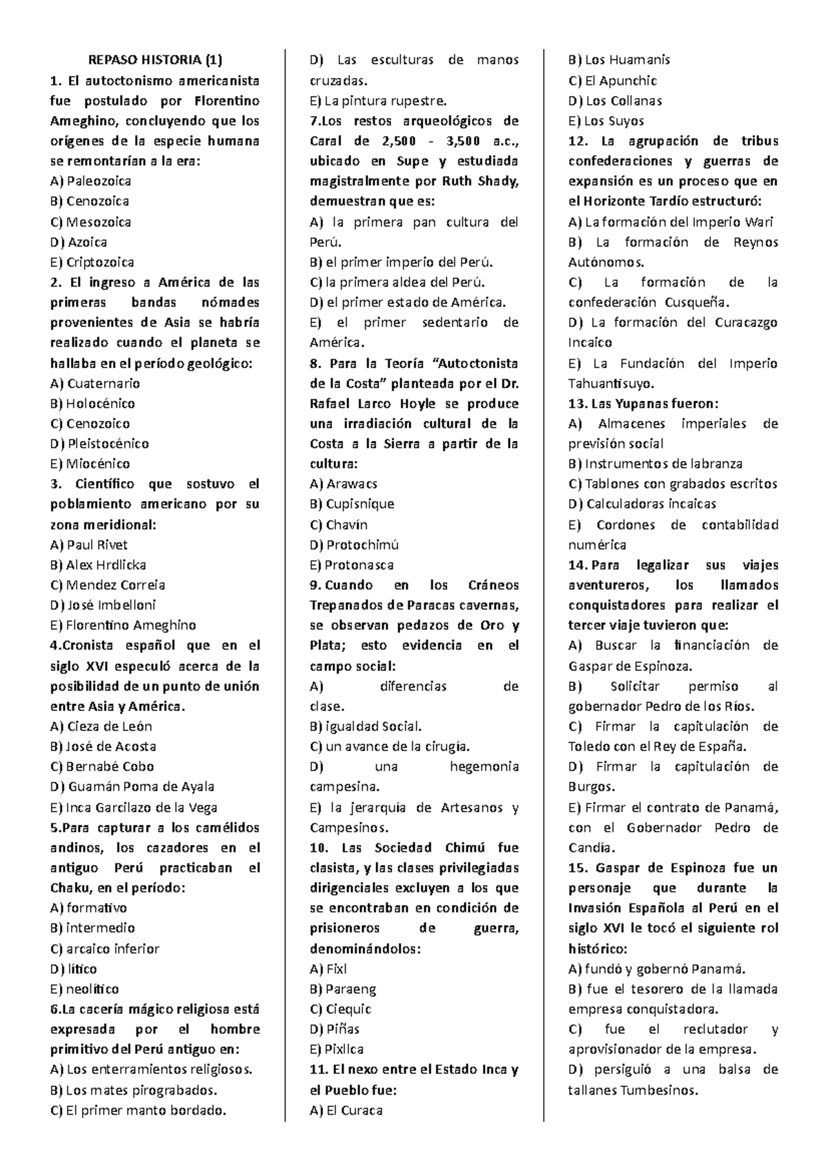 Repaso semana 1 - fffff - REPASO HISTORIA (1) El autoctonismo ...