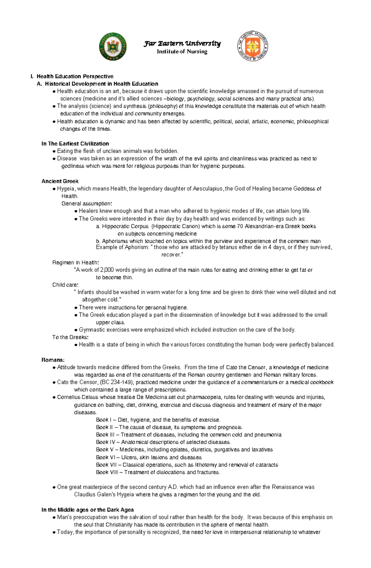 HE Module 1 Day 1 4 Handouts - Far Eastern University Institute of ...