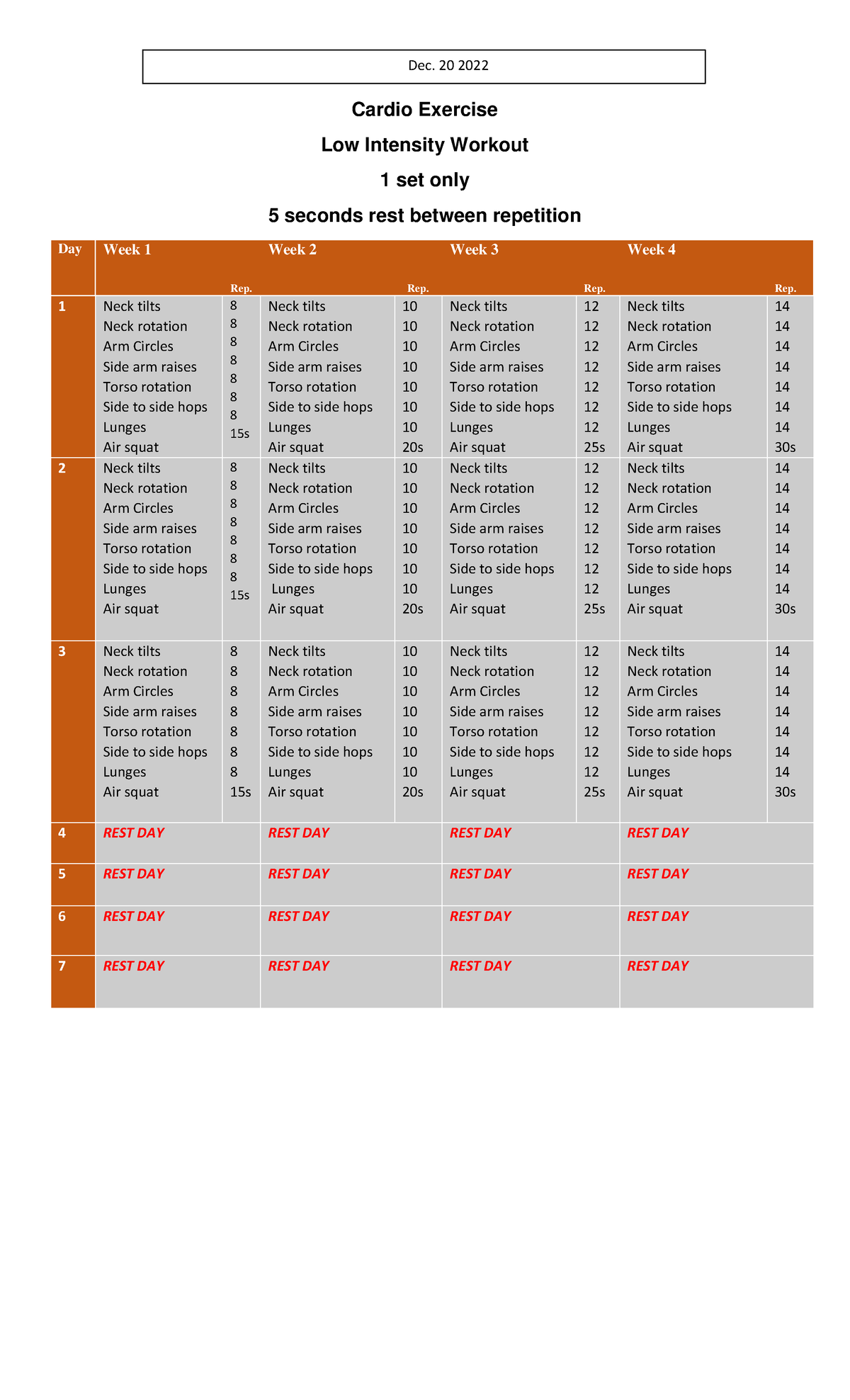 Document 10 - Nothing - Cardio Exercise Low Intensity Workout 1 set ...