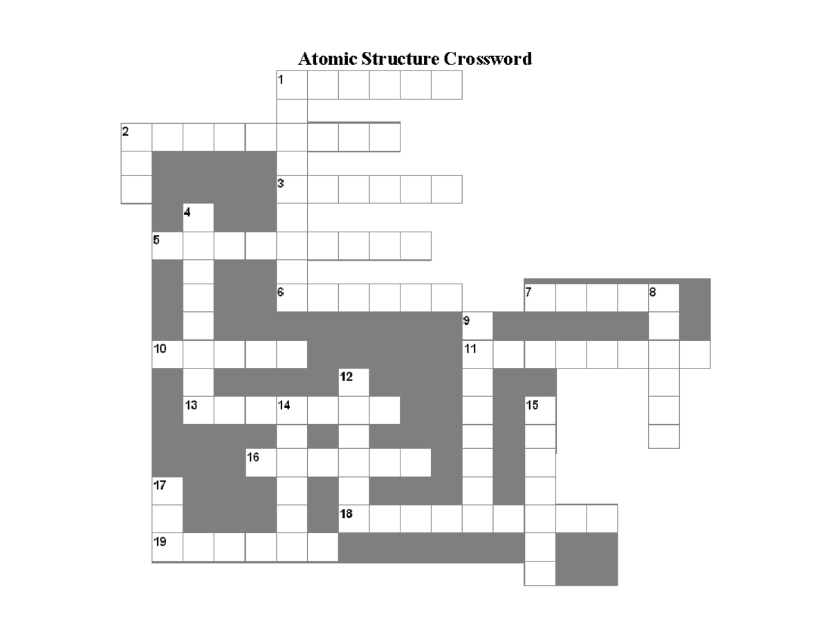 Atomic Structure Crossword - Studocu