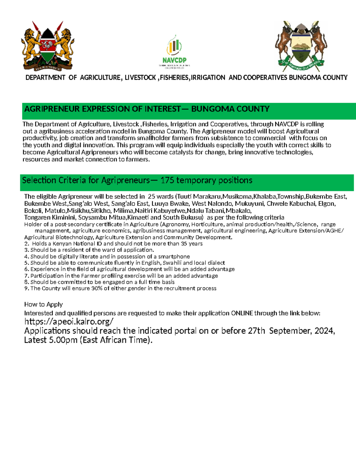 Agripreneurs Advert - Agrienterprinuership - DEPARTMENT OF AGRICULTURE ...