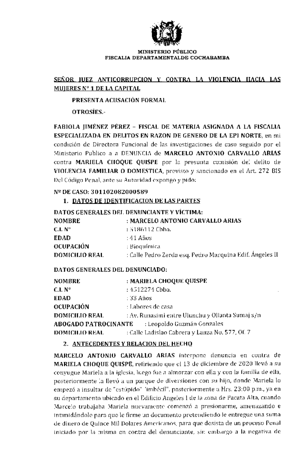 Acusacion - Derecho Comercial - Studocu