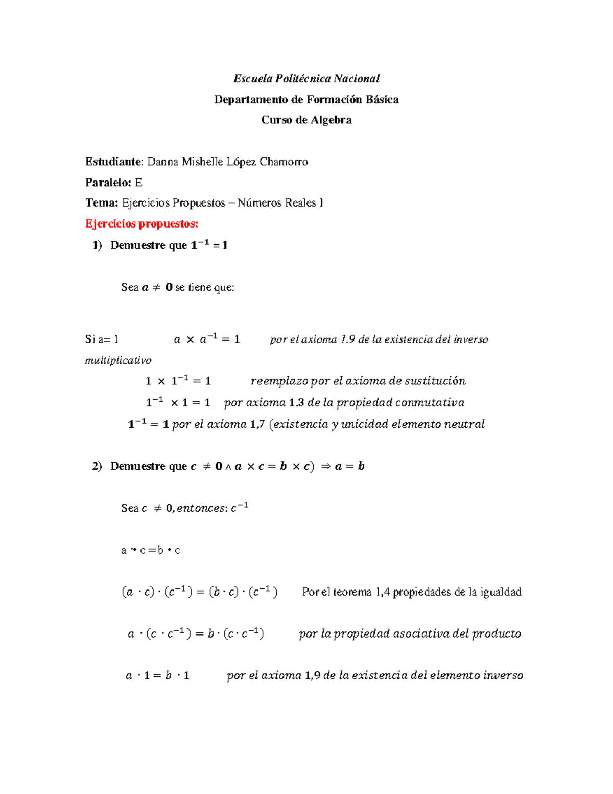 Ejercicios Propuestos Números Reales 1 - Cátedra de Fundamentos de ...