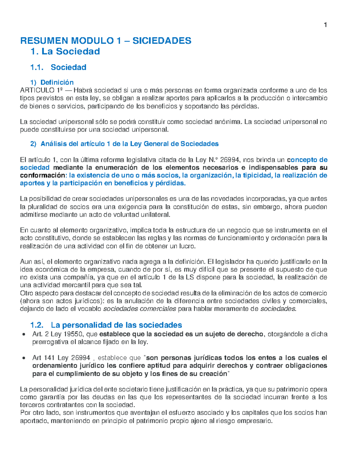 Resumen Modulo 1 - Warning: TT: undefined function: 32 RESUMEN MODULO 1 – S ICIEDADES 1. La ...