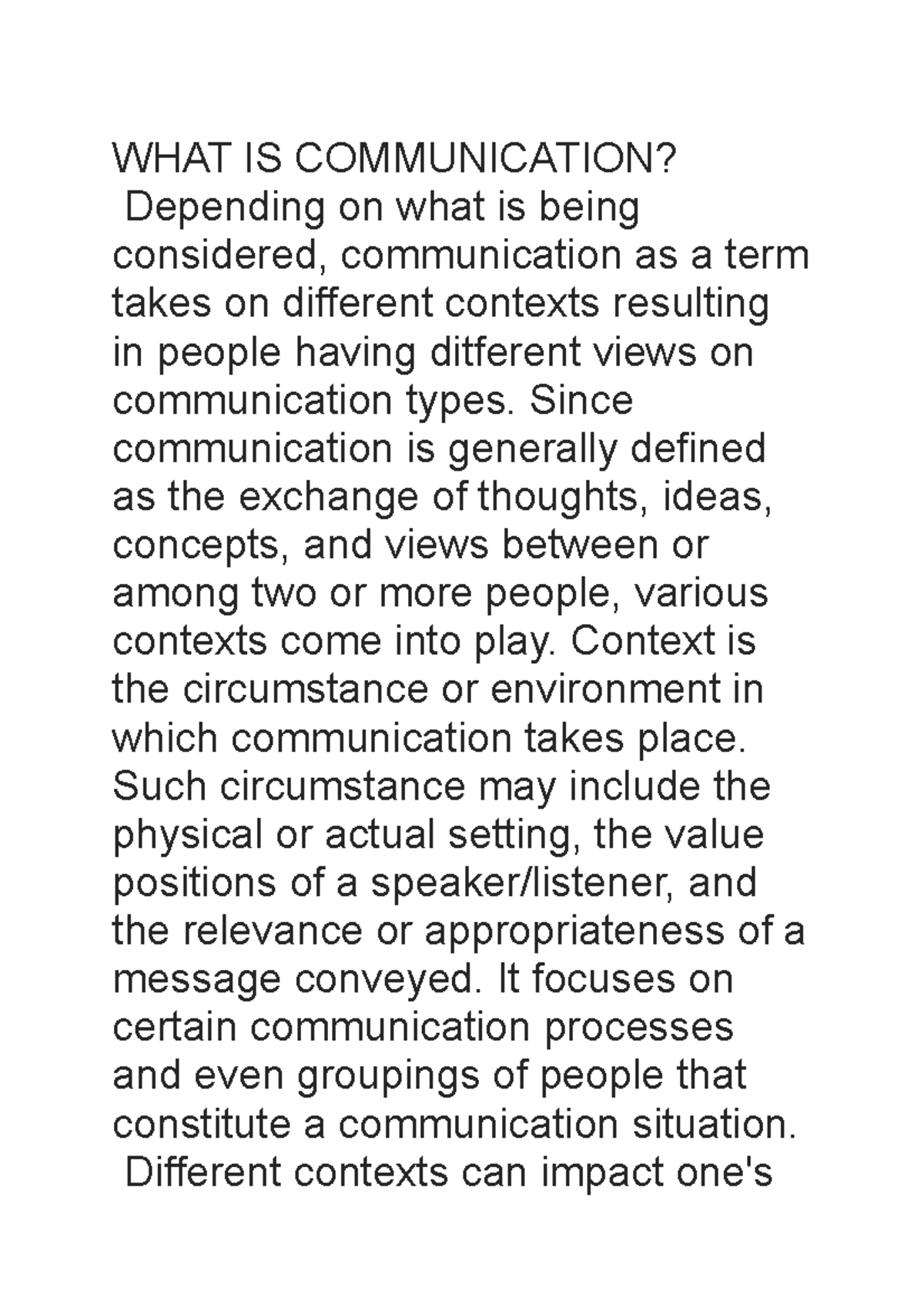 Communication - Since communication is generally defined as the ...