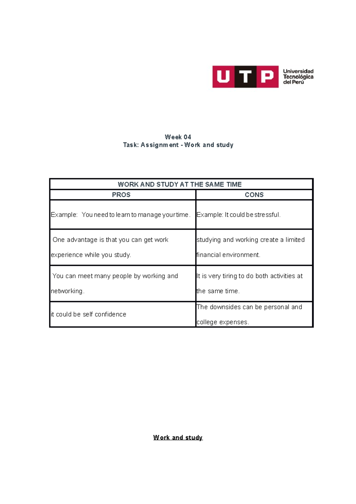 Week 04 - Week 04 Task: Assignment - Work and study - Week 04 Task ...