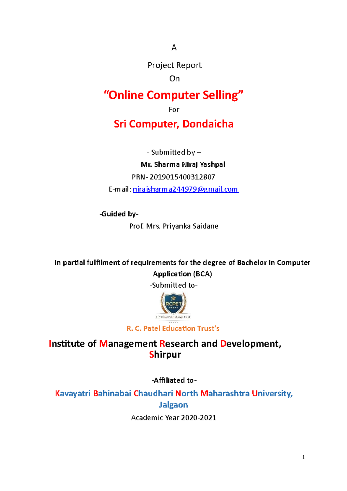 Project report (1)-1 - A Project Report On “Online Computer Selling ...