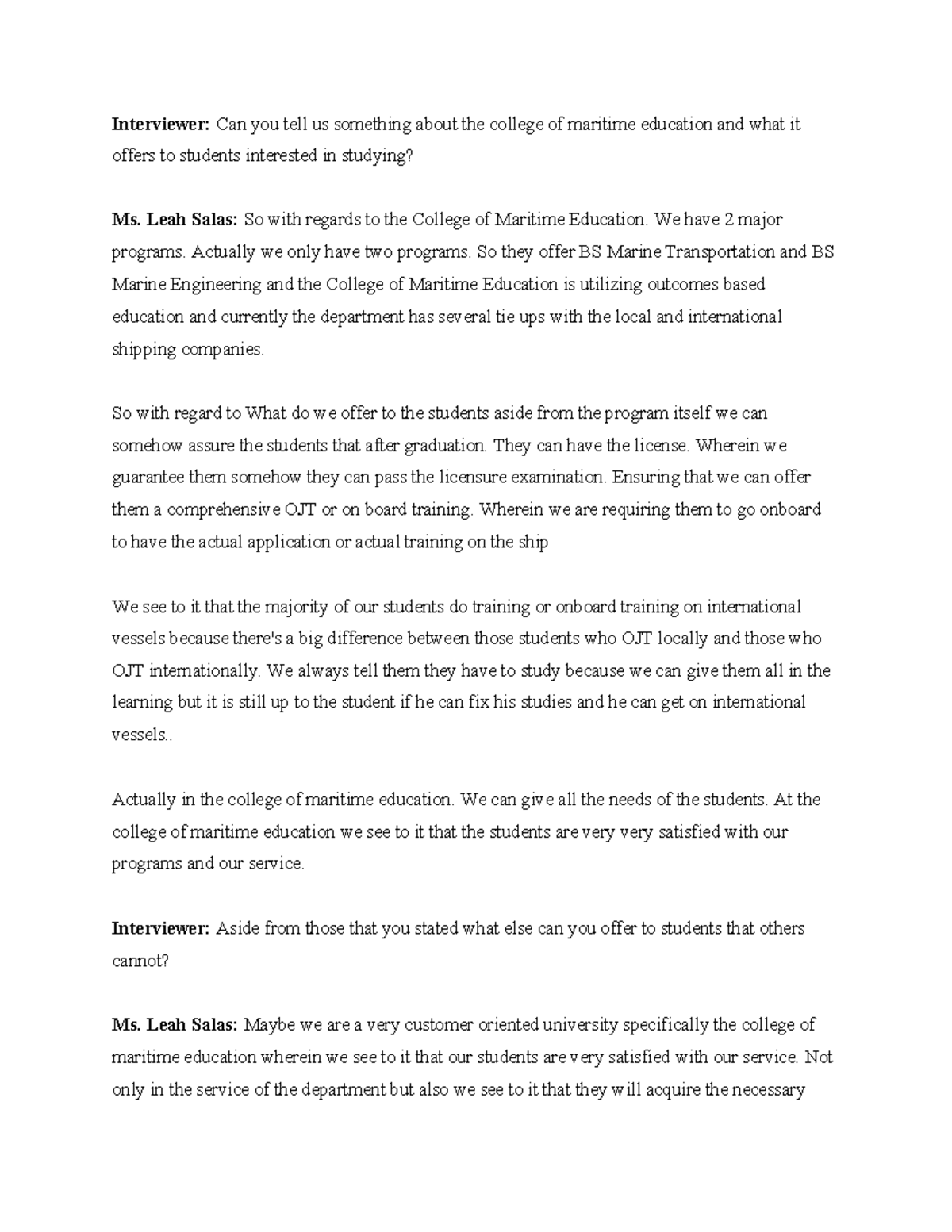 ISO Interview - Grade: 12 - Interviewer: Can you tell us something ...