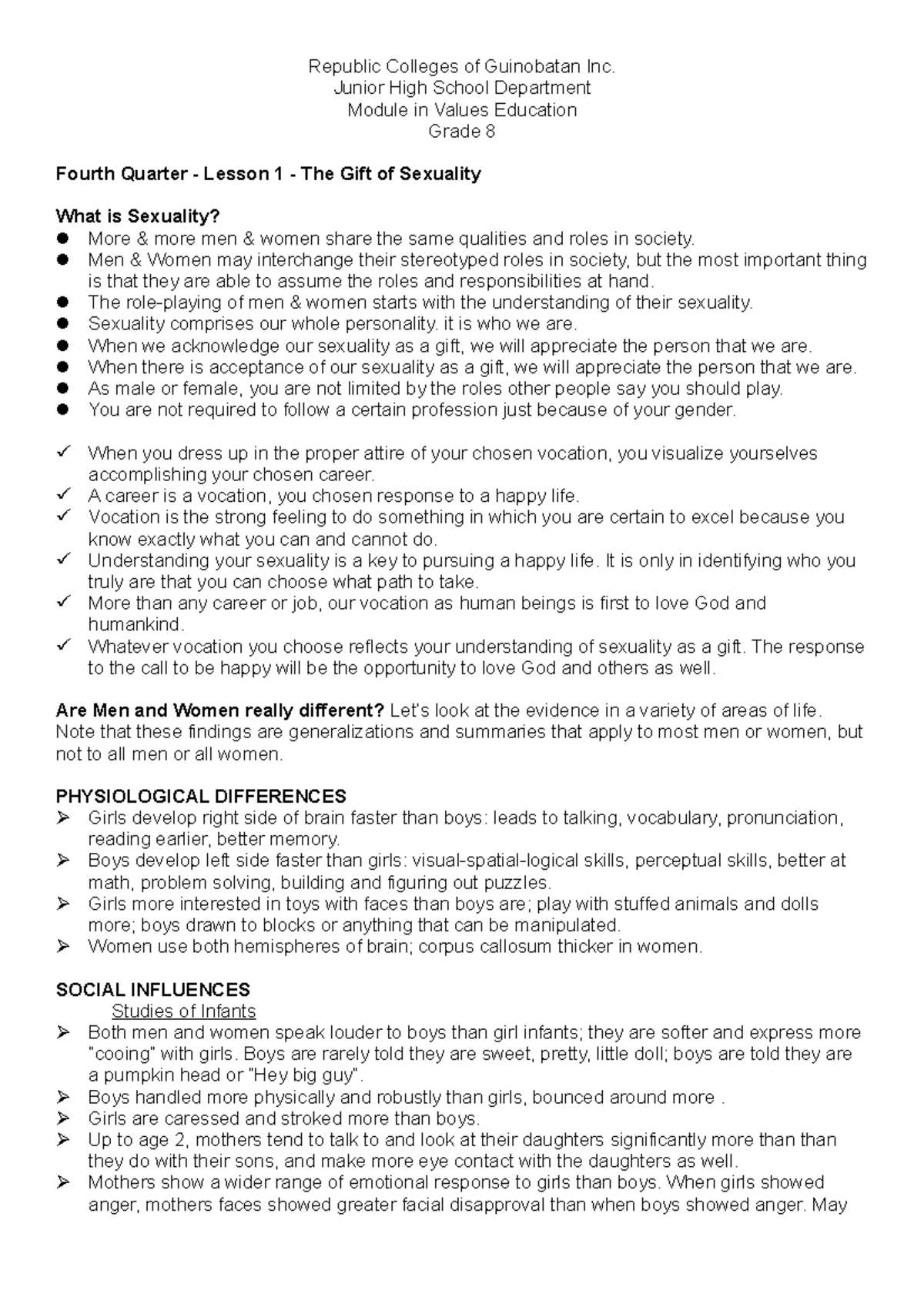 Fourth Quarter - Lecture - Junior High School Department Module in ...