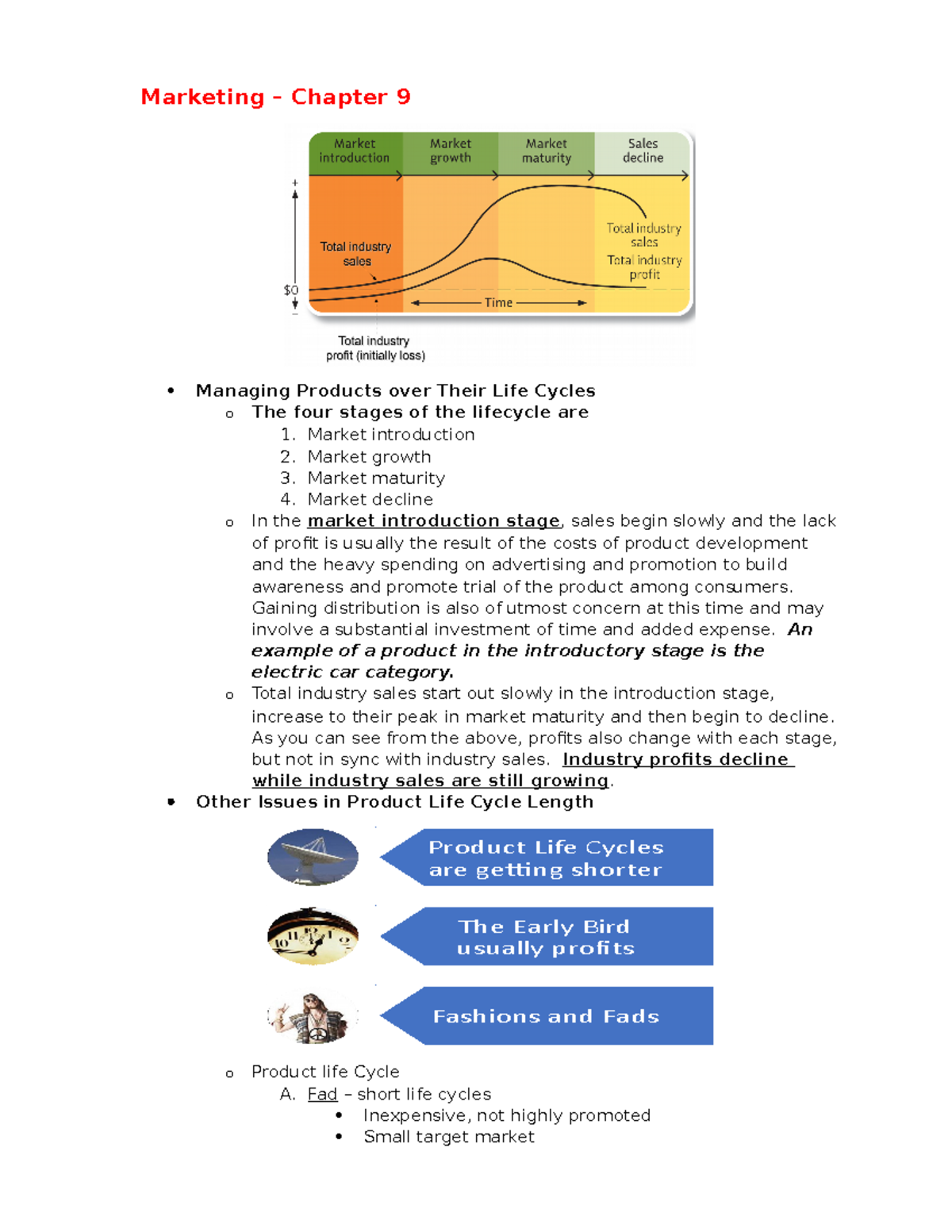 Marketing Chapter 9 Notes - Marketing – Chapter 9 Managing Products ...
