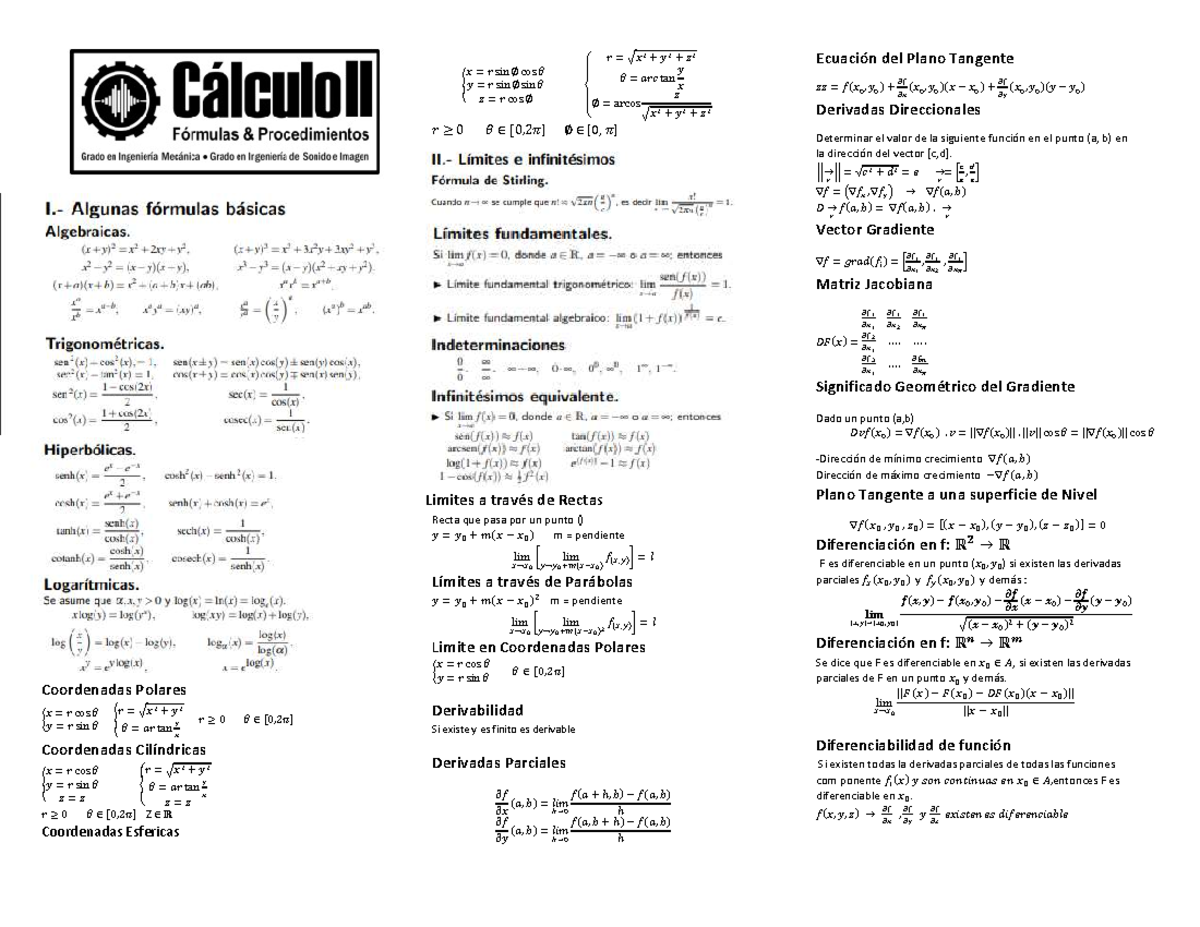 Fórmulas de Calculo II - Warning: TT: undefined function: 32 ...