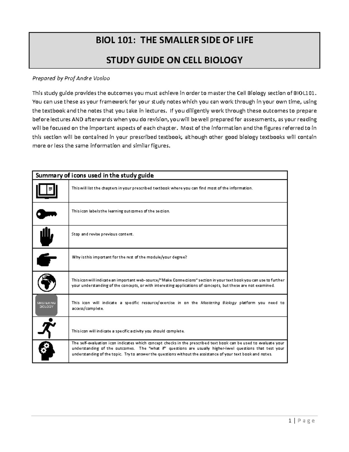 2023 Cell Biology Study Guide - BIOL 101: THE SMALLER SIDE OF LIFE ...