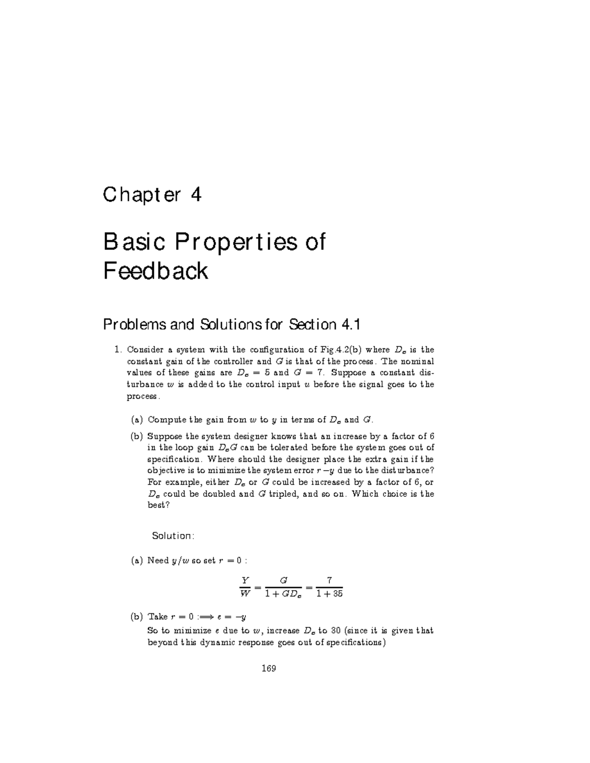 Ch4soln - textbook solutions - Chapter 4 Basic Properties of Feedback ...