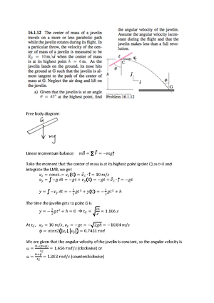 17 - HW Solutions from MAE 2030 taught by Professor Andy Ruina during ...