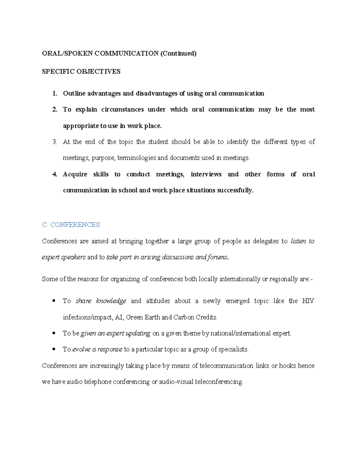 WEEK 4 Notes Oral Communication Skills ORAL SPOKEN COMMUNICATION week-4-notes-oral-communication-skills-oral-spoken-communication