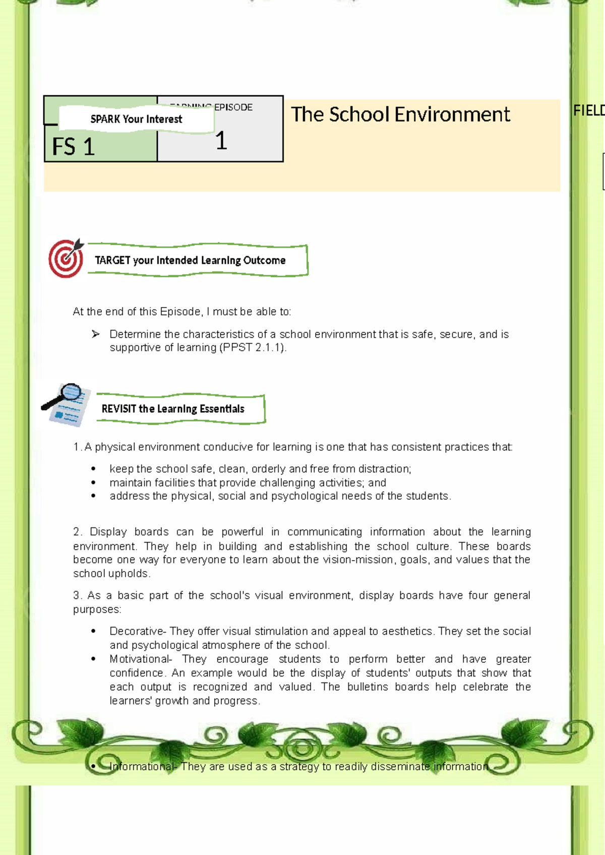 Antalas and Buhat FS 1 Lesson 1 1 - TARGET your Intended Learning ...