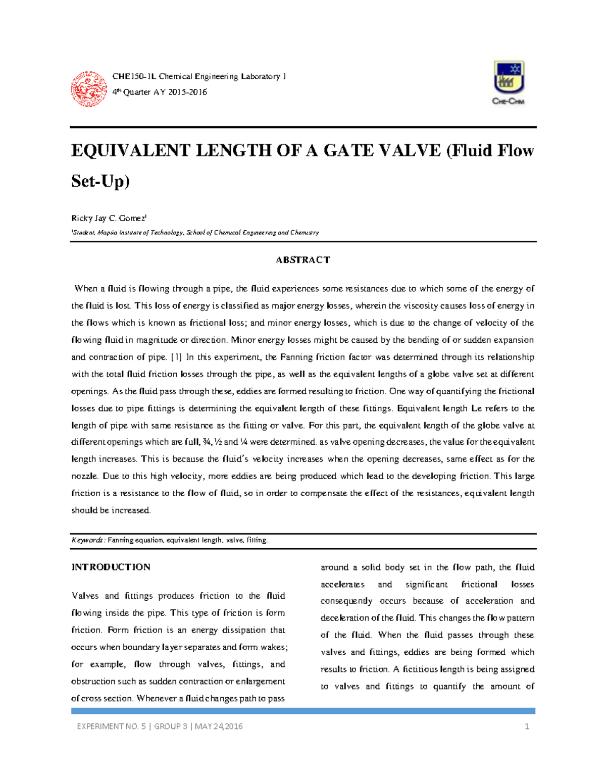 Experiment-5-equivalent-length-of-a-gate-valve compress - CHE150-1L ...