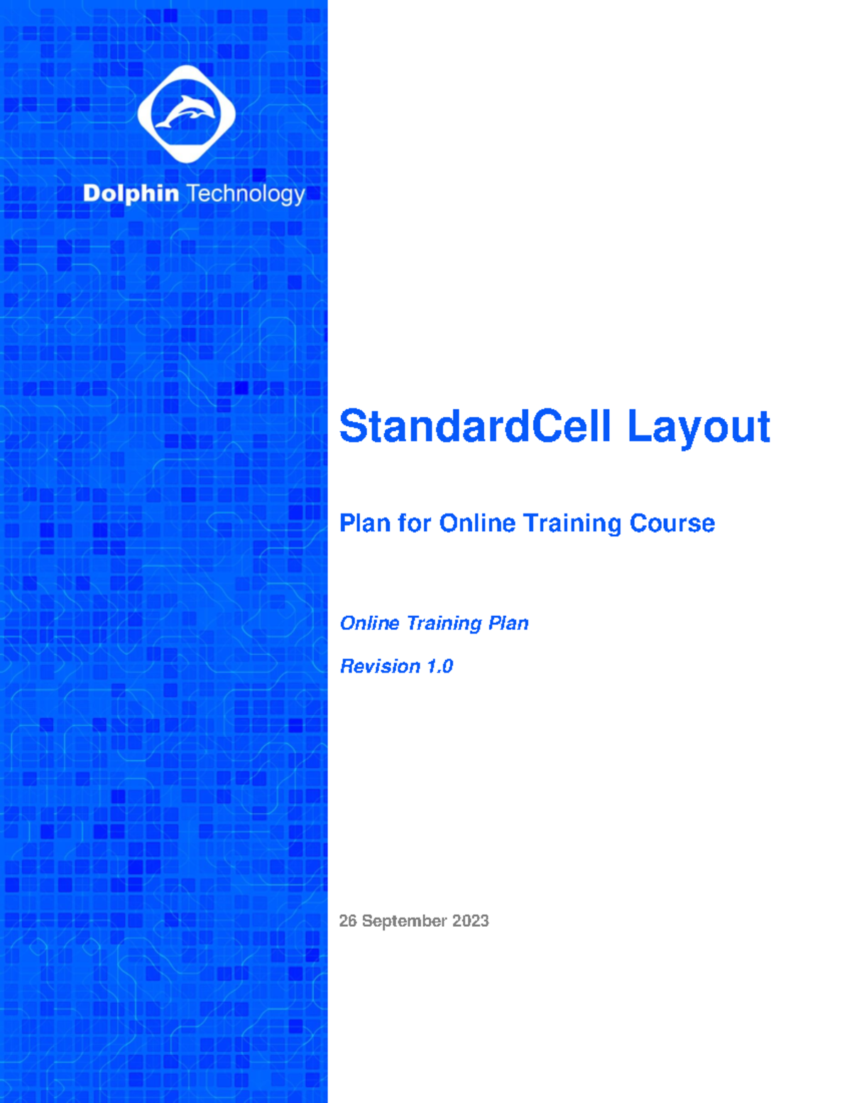 Standard Cell Layout Online Course Plan 1p0 - Plan for Online Training ...