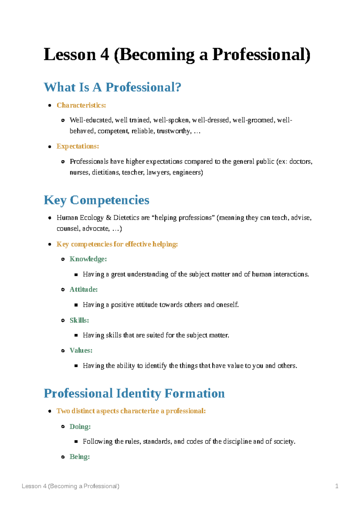 Lesson 4 (Becoming a Professional) - Lesson 4 (Becoming a Professional ...