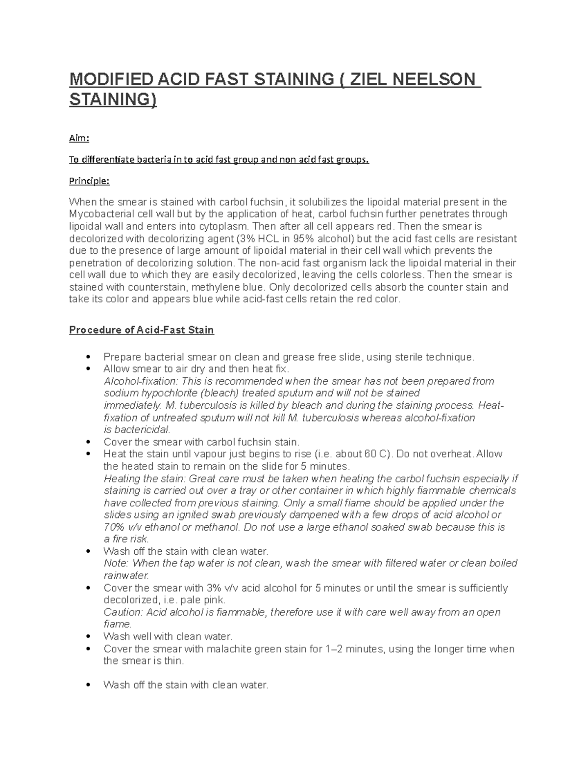Modified staining is a type of simple staining method. - MODIFIED ACID ...