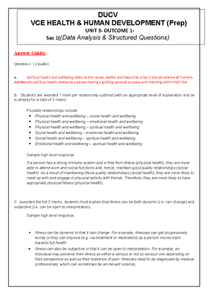Solutions 2022 HHD Unit 3 AOS1 Booklet - DUCV 2022 VCE HUMAN HEALTH ...