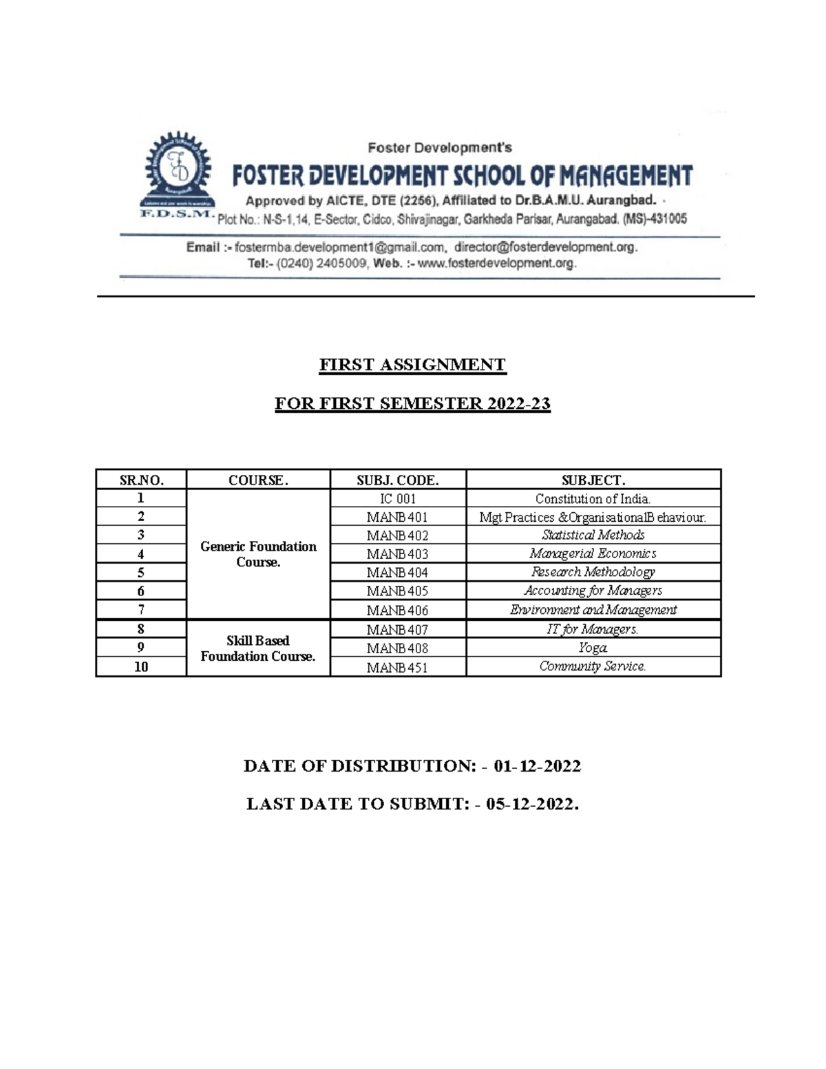 First SEME First Assignment - FIRST ASSIGNMENT FOR FIRST SEMESTER 2022 ...