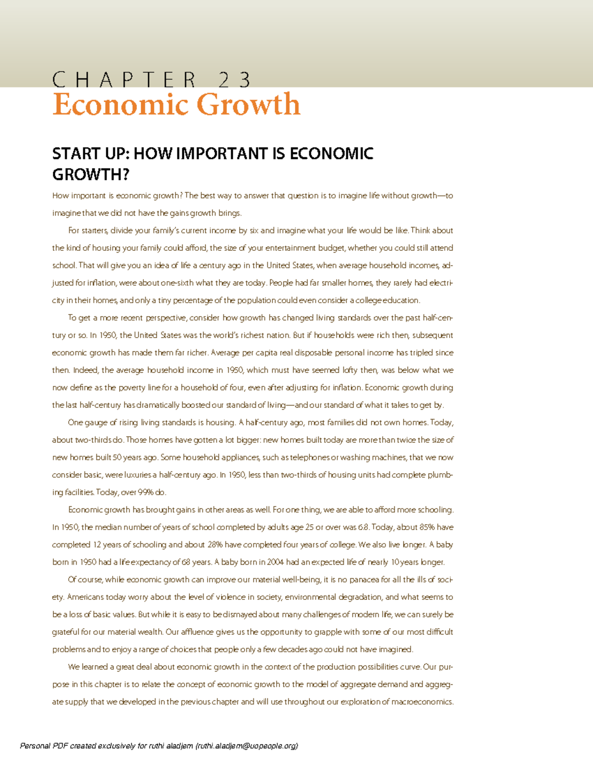 Principles Of Economics Chapter 23 - CHAPTER 23 Economic Growth START ...