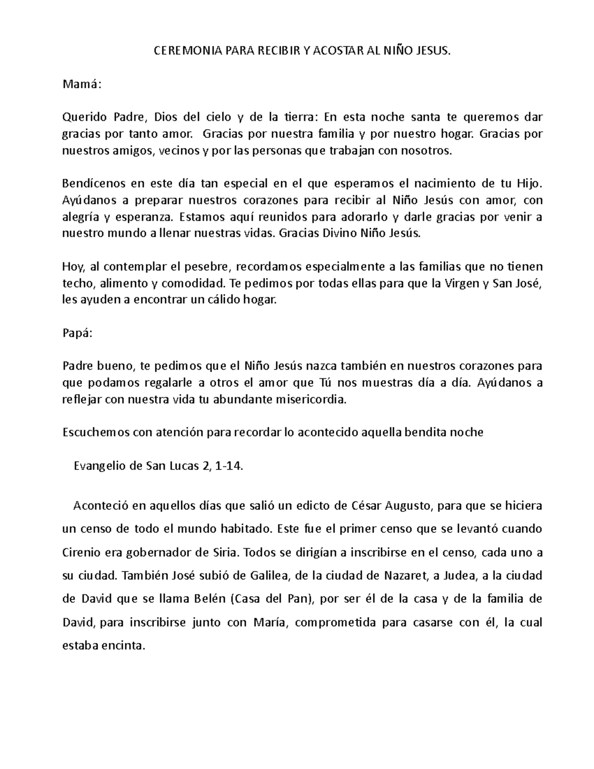 Ceremonia para acostar al Niño Dios - CEREMONIA PARA RECIBIR Y ACOSTAR ...