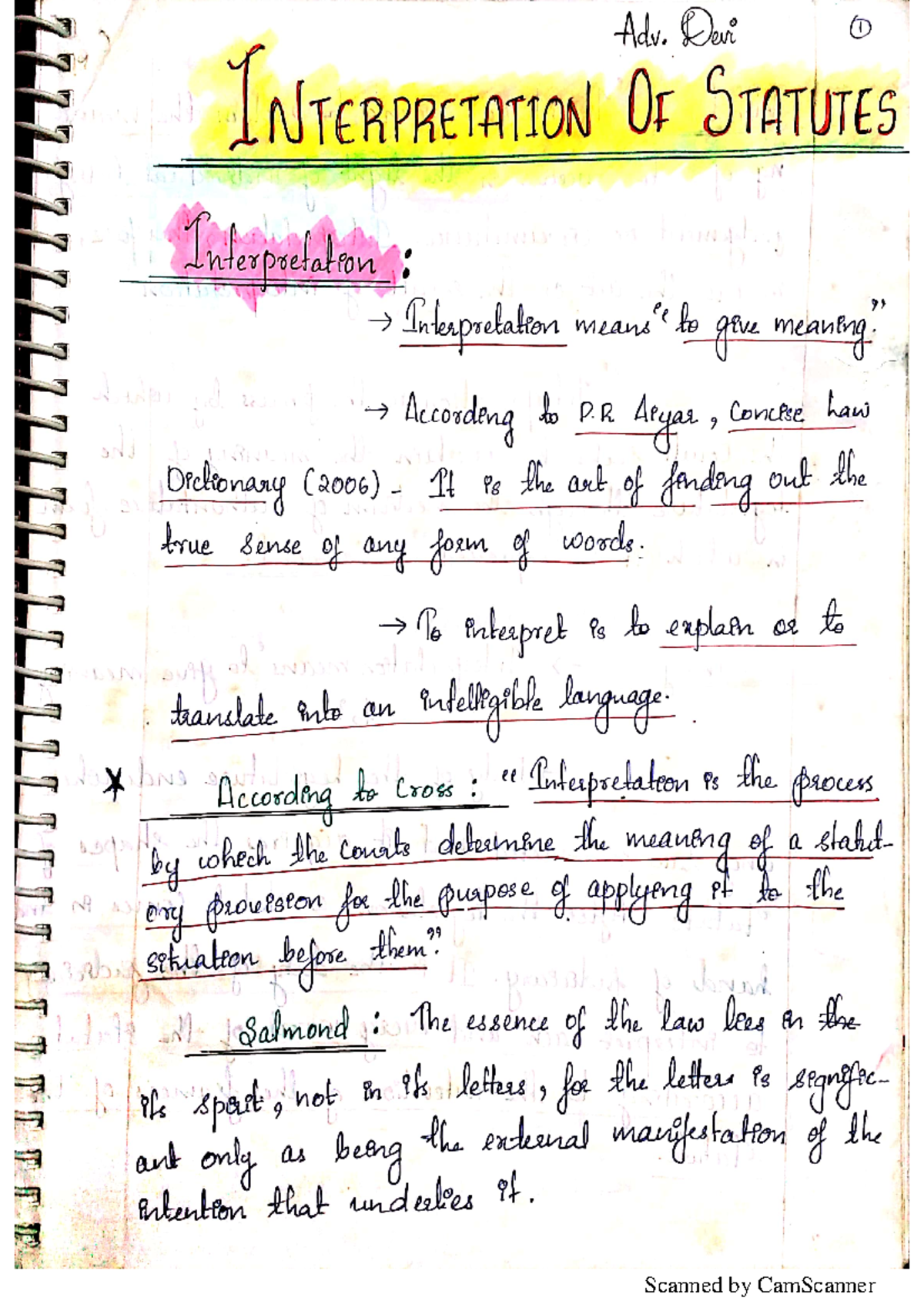 Interpretation note - Practice notes - 3 year /5 year LL.B. - Studocu