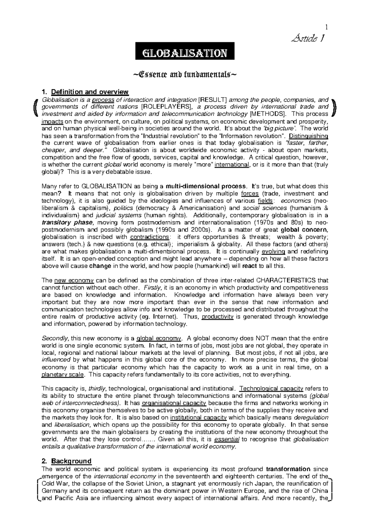EINT3715 Globalisation Articles - 1. Definition - Studocu