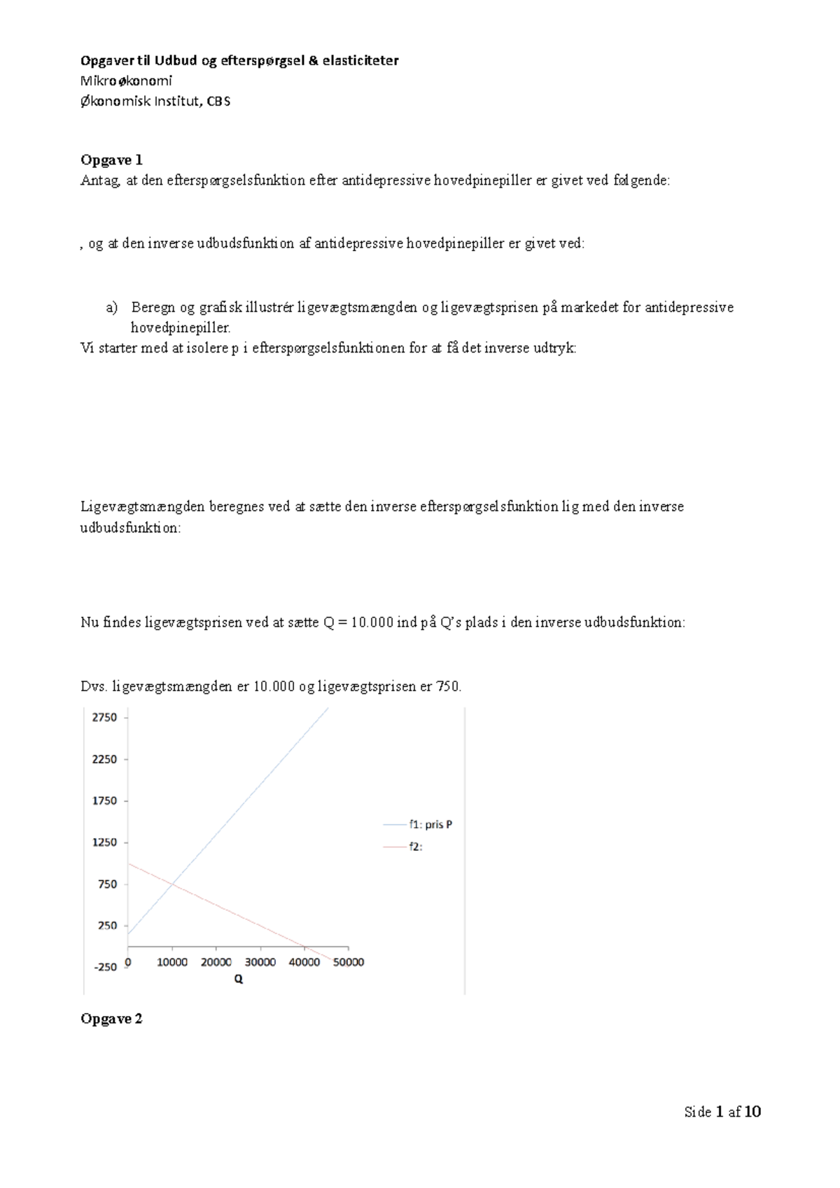 Studio opgaver uge 1 - Mikroøkonomi Økonomisk Institut, CBS Opgave 1 ...