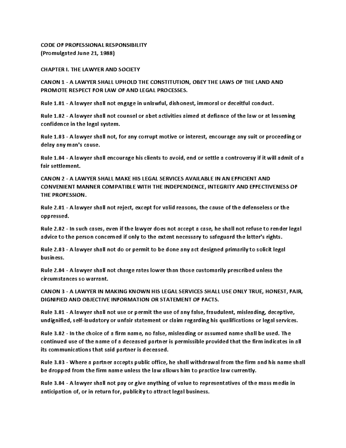 CODE OF Professional Responsibility - CODE OF PROFESSIONAL ...
