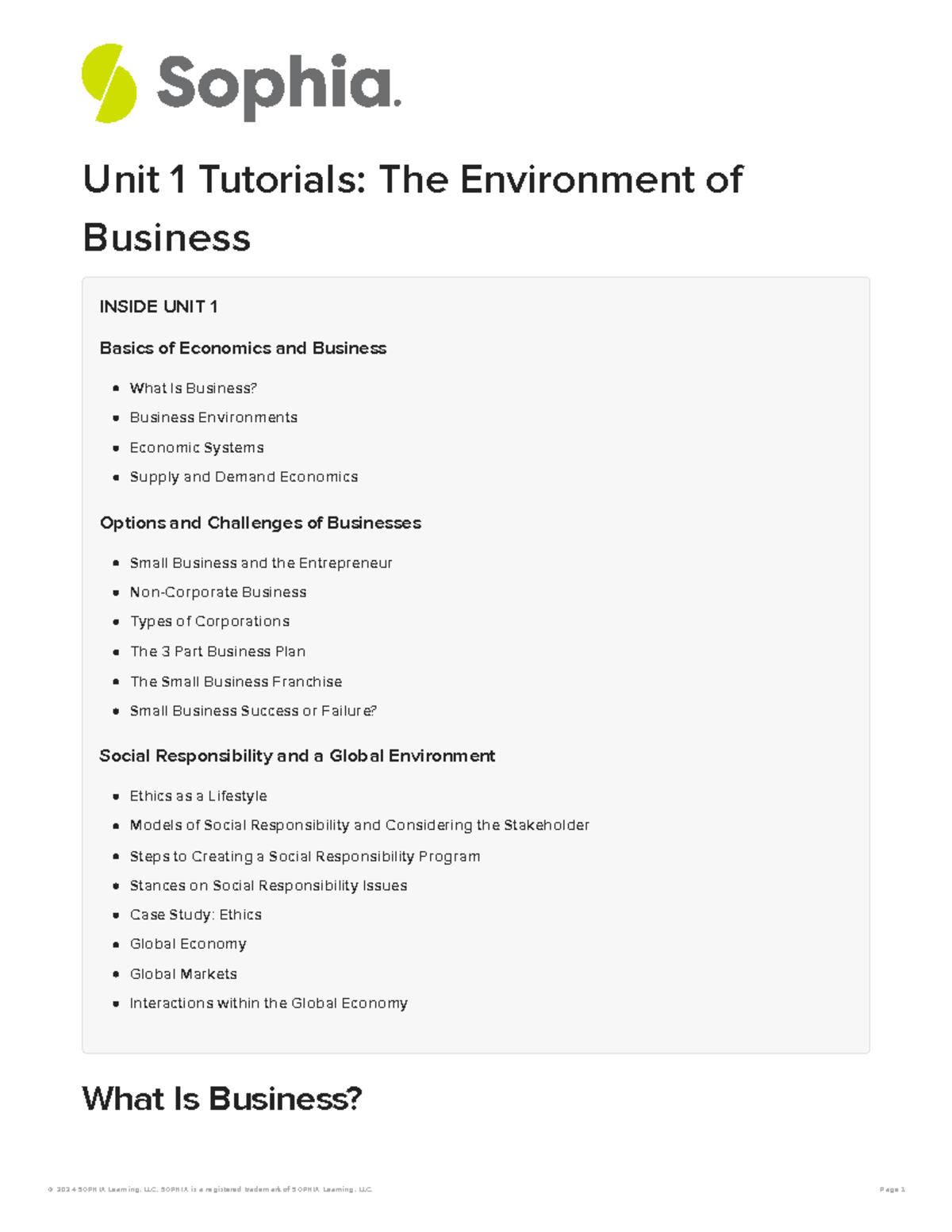Unit 1 tutorials the environment of business - Unit 1 Tutorials: The Environment of Business ...
