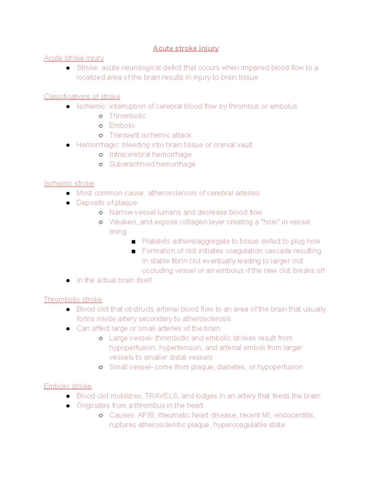 Stroke - Studocu
